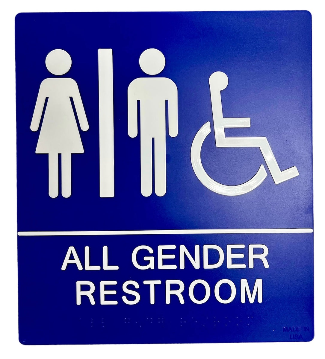 Lynch AGR-8 All Gender ADA Restroom Sign 8" x 9" Blue | Charlie's Fixtures